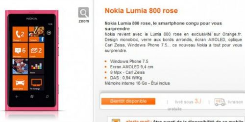 Le Nokia Lumia 800 rose bientôt en vente - Terrafemina